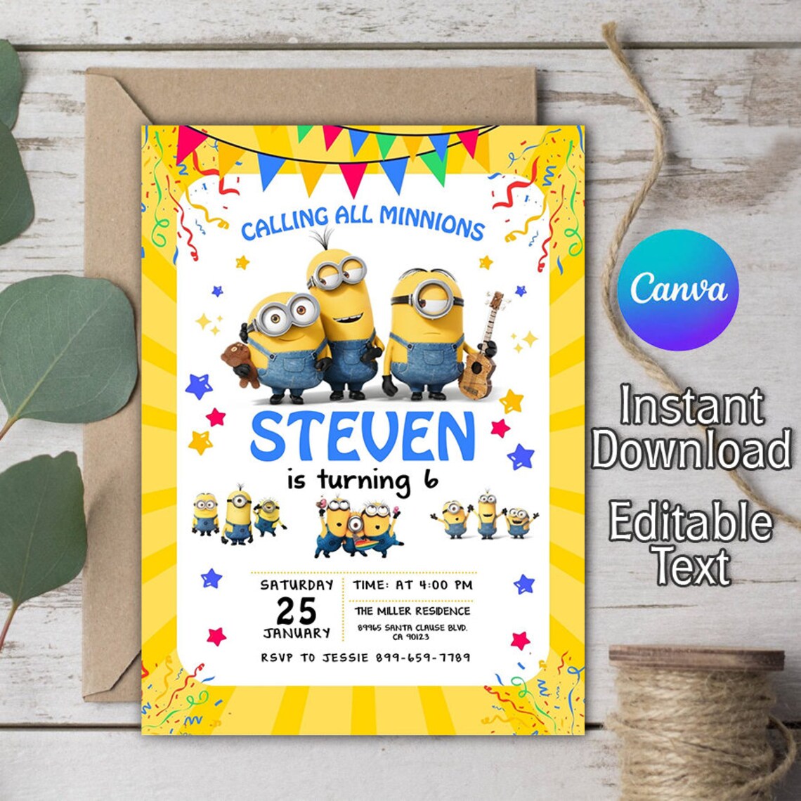 Minions Birthday Invitation, Minions Invitation, Minions Party, Minions ...