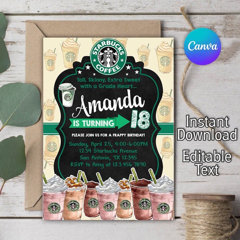 Coffee Invitation, Latte Fun Invitation, Starbucks Invitation ...