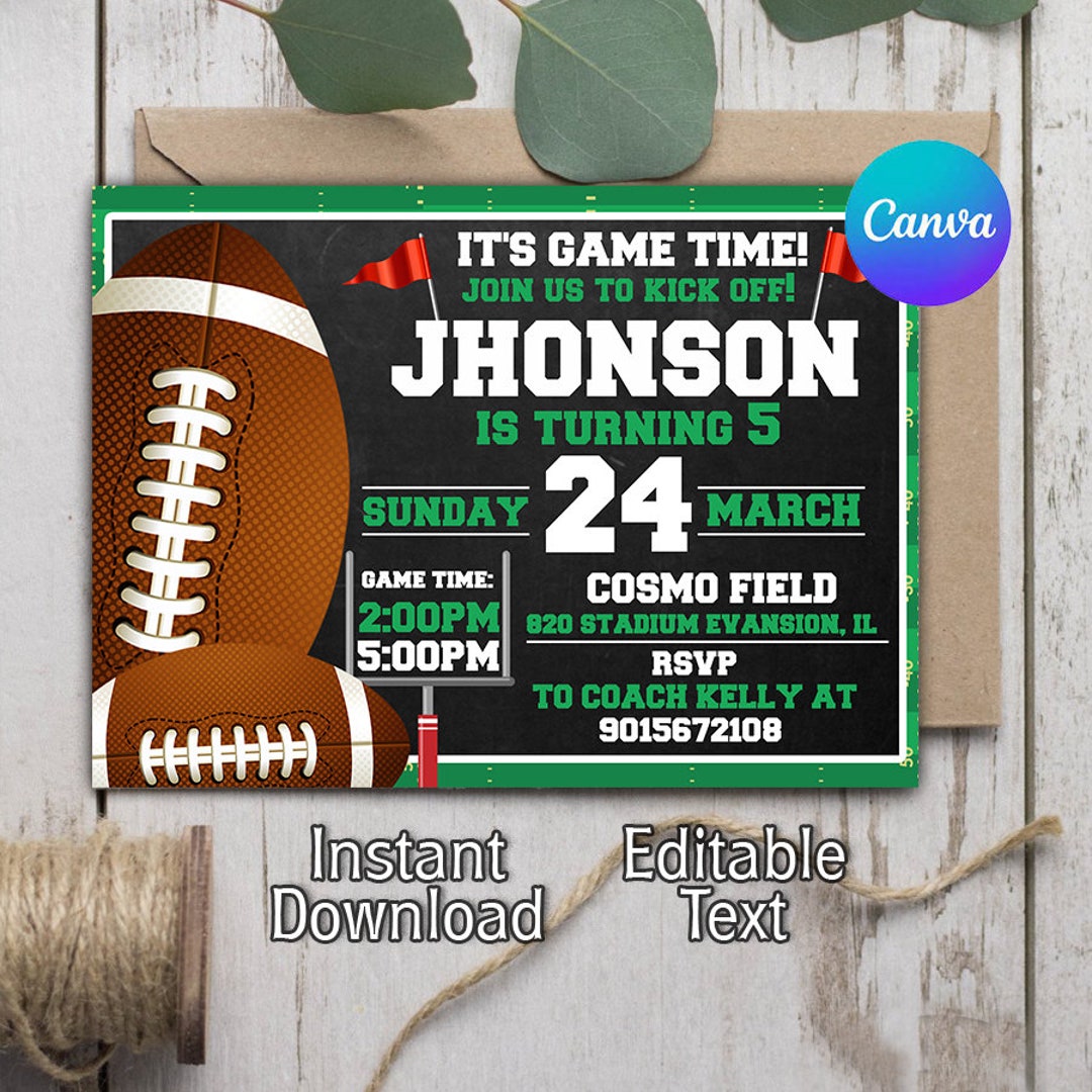 Football Invitation, Football Birthday Invitation Printable, Sports ...