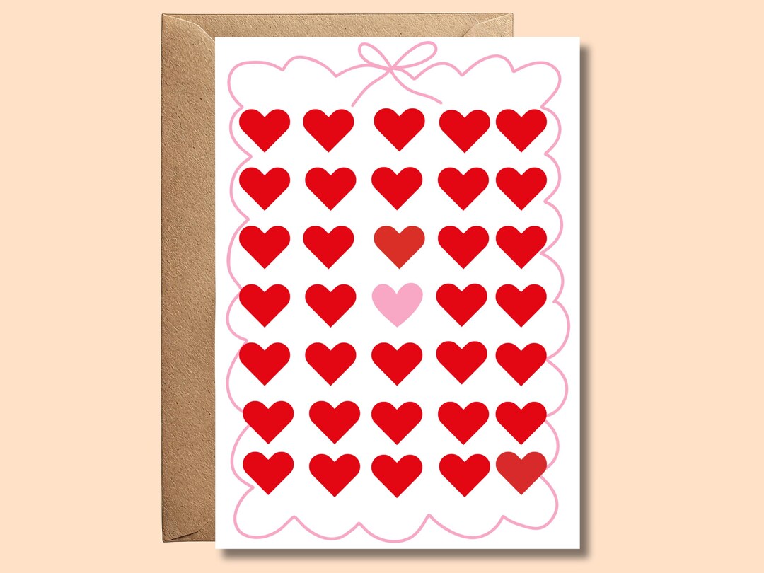 Pink and Red Hearts Printable Valentine Greeting Card - Etsy