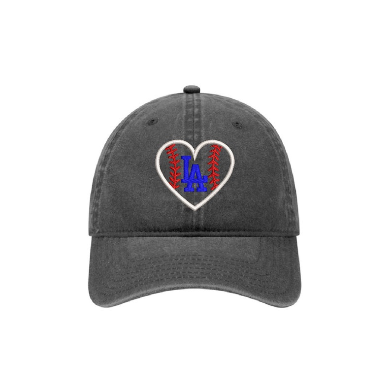 LA Los Angeles Baseball Heart - Dad Hat - Washed Garment Pigment Dyed ...