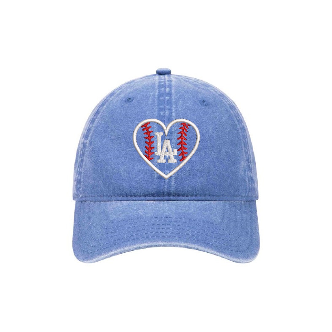 LA Los Angeles Baseball Heart - Dad Hat - Washed Garment Pigment Dyed ...