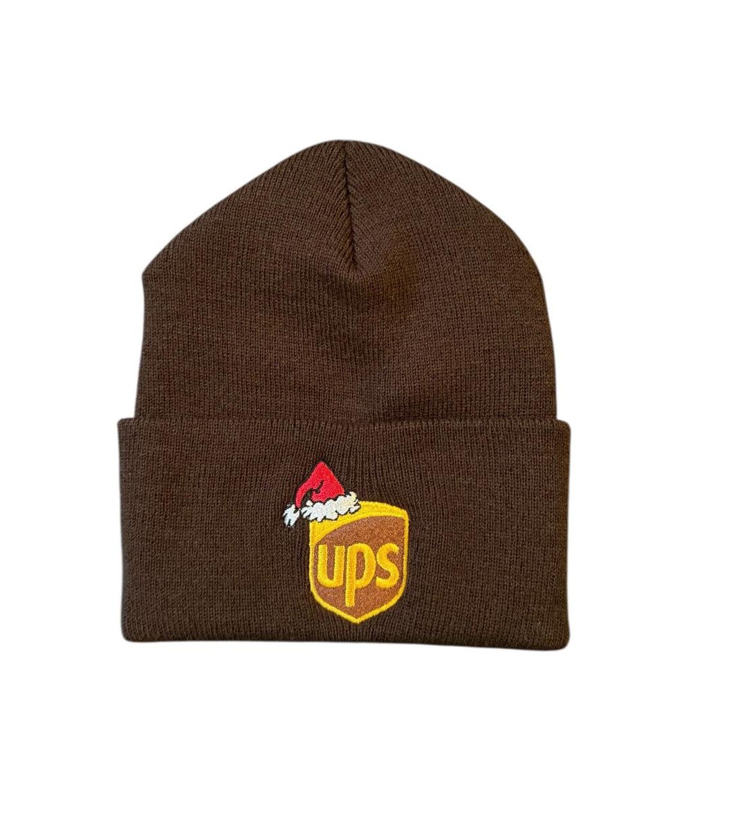 UPS Beanie With Santa Hat - Watch Cap - Winter Knit Hat - Etsy