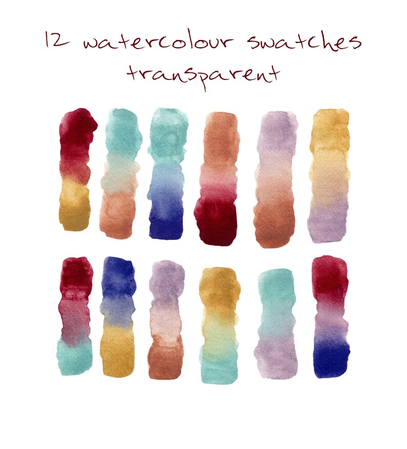 20 Unique Watercolour Swatches PNG - Watercolour Clipart - Hand-painted ...