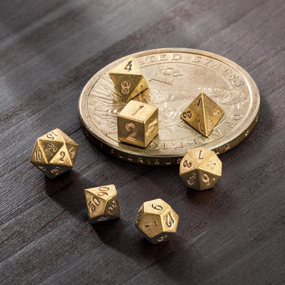 Handmade Rustic Copper Metal Dice Set Mini Dice Set for DND, Custom Brass D20 Dice, Tabletop ...