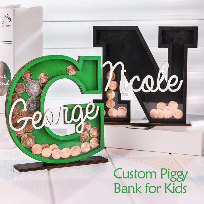 Personalized Colorful Initial Letter Money Banks With Name, DIY Savings ...