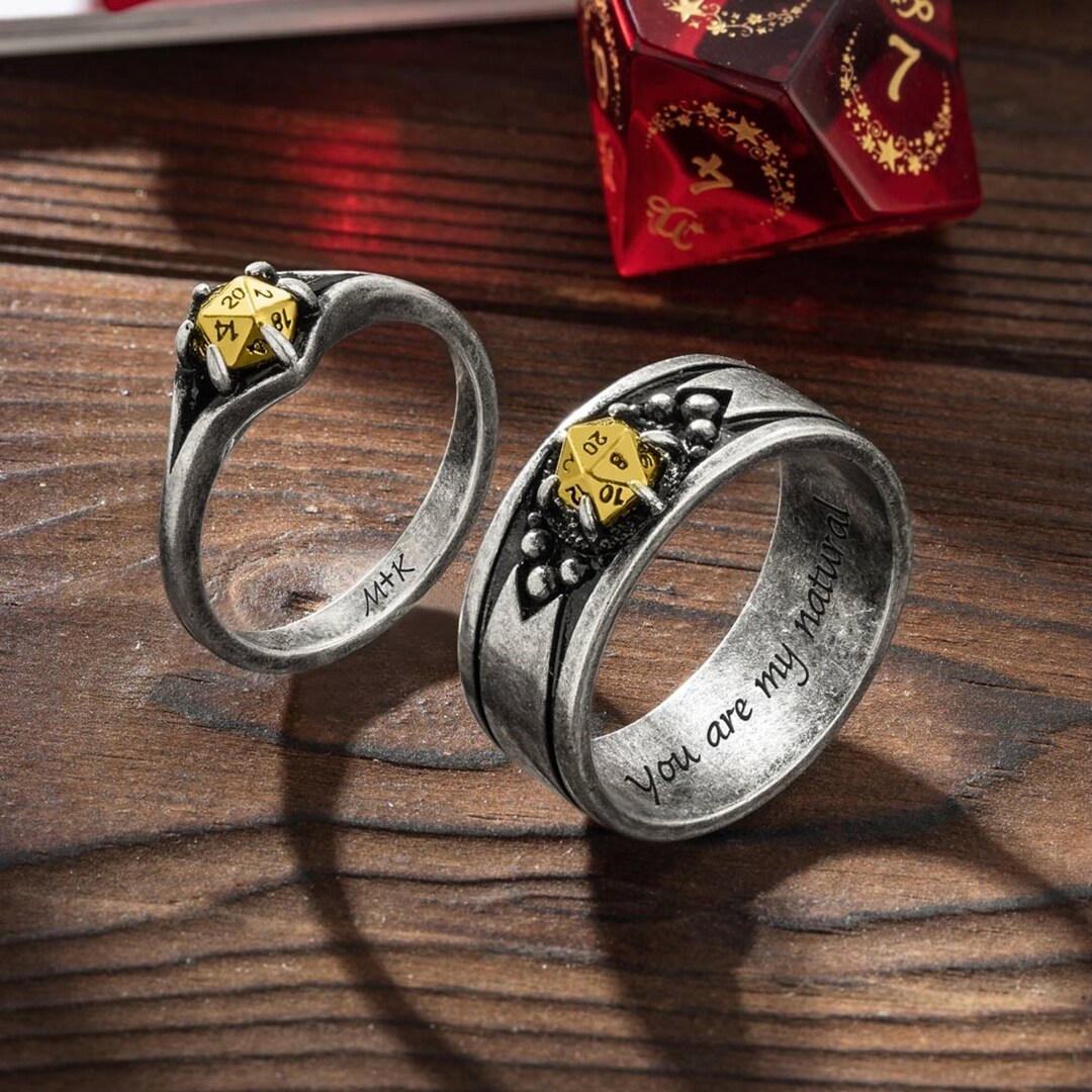 Custom Inner Ring Lettering D20 Couple Ring Tungsten Rings for Men ...