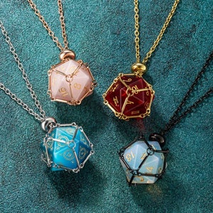 Removable D20 Dice Cage Necklace With Metal Chain D20 Dice Cage ...