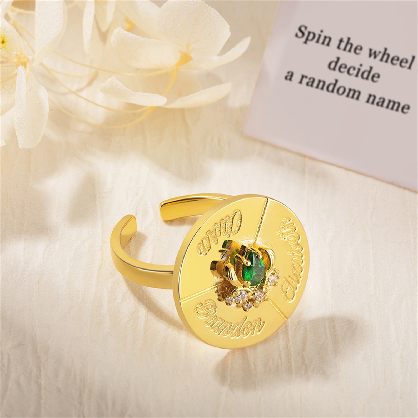 Custom Name Spinner Ring, Spinning Wheel Band Birthstone Ring, Anxiety ...
