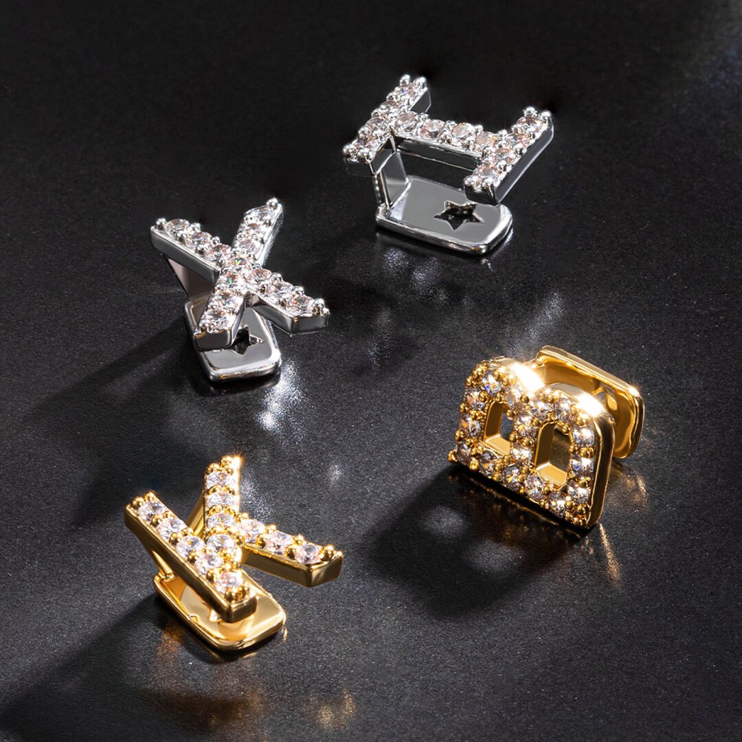 Personalized Zircon Letter Grills Teeth, Custom Initial Tooth Grillz ...