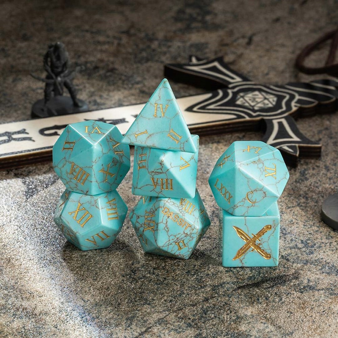 Custom Turquoise Roman Number Dice Set Personalized D20-dnd D and D ...
