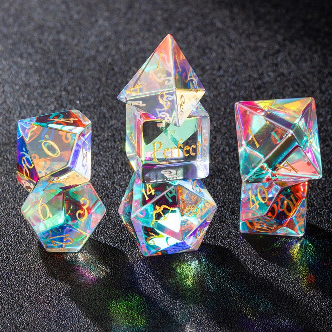 Galaxy Transparent Gemstone DND Dice Set, Polyhedral Dice, Gemstone ...