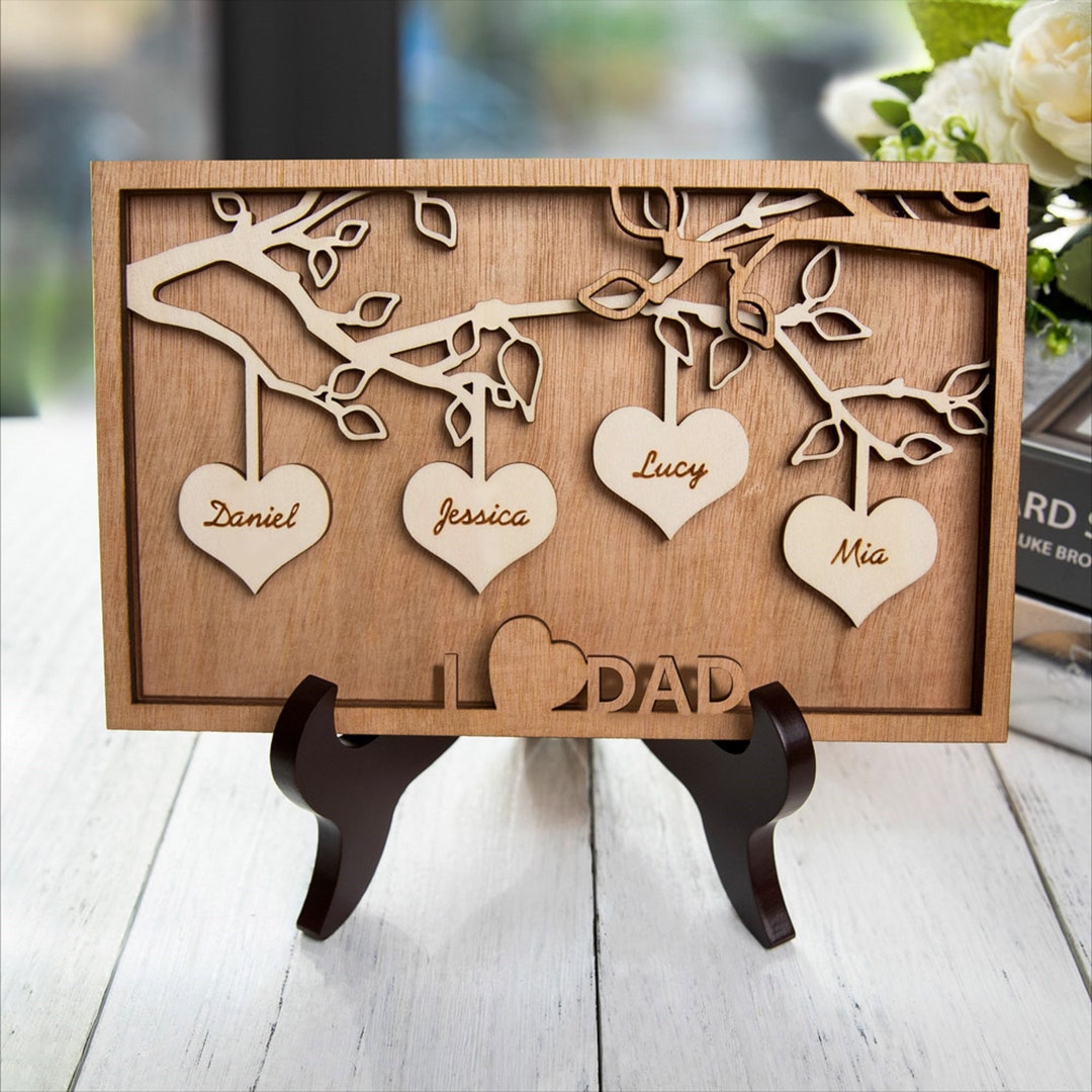Wood Hanging Hearts Family Tree Home Decor Family Tree Handmade Wood ...