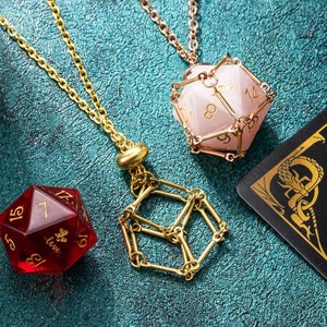 Removable D20 Dice Cage Necklace With Metal Chain D20 Dice Cage ...