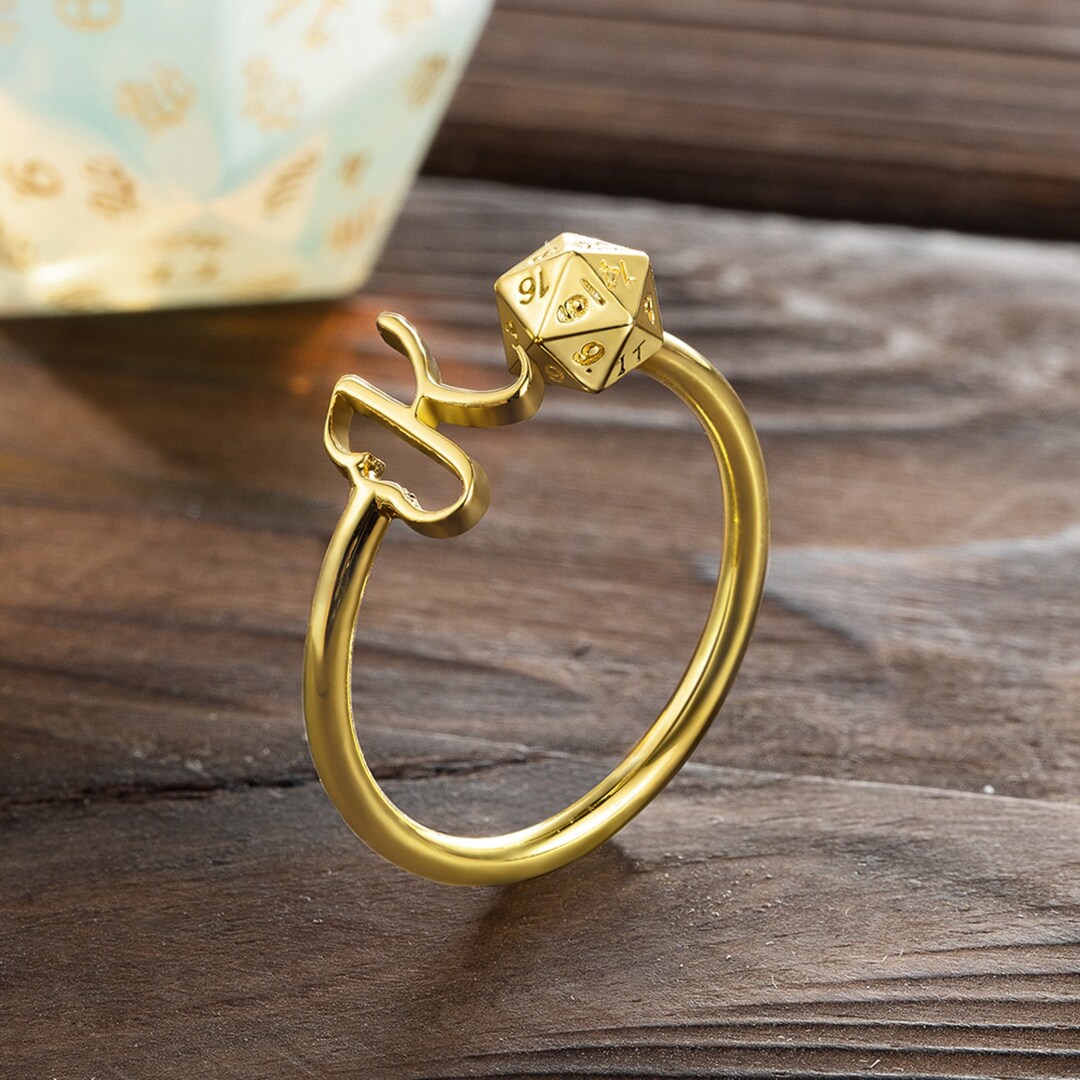 Custom Initial D20 Dice Ring Personalized Wrap Ring With Letter 18K ...