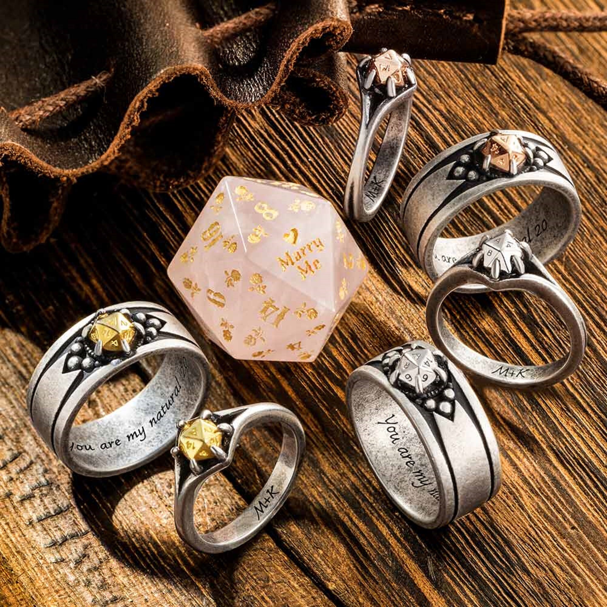 Custom Inner Ring Lettering D20 Couple Ring Tungsten Rings for - Etsy