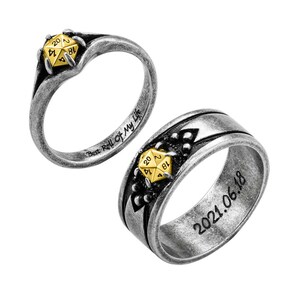 Custom Inner Ring Lettering D20 Couple Ring Tungsten Rings for Men ...