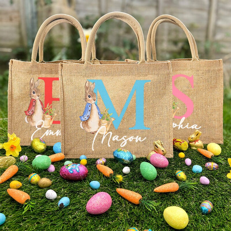 Easter Rabbit Linen Bag - Etsy