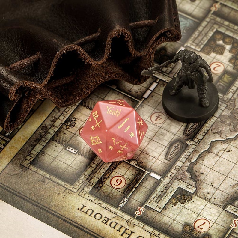 Custom Pink Grapefruit Glass Chinese Number Dice Set Sharp Edged Dice ...