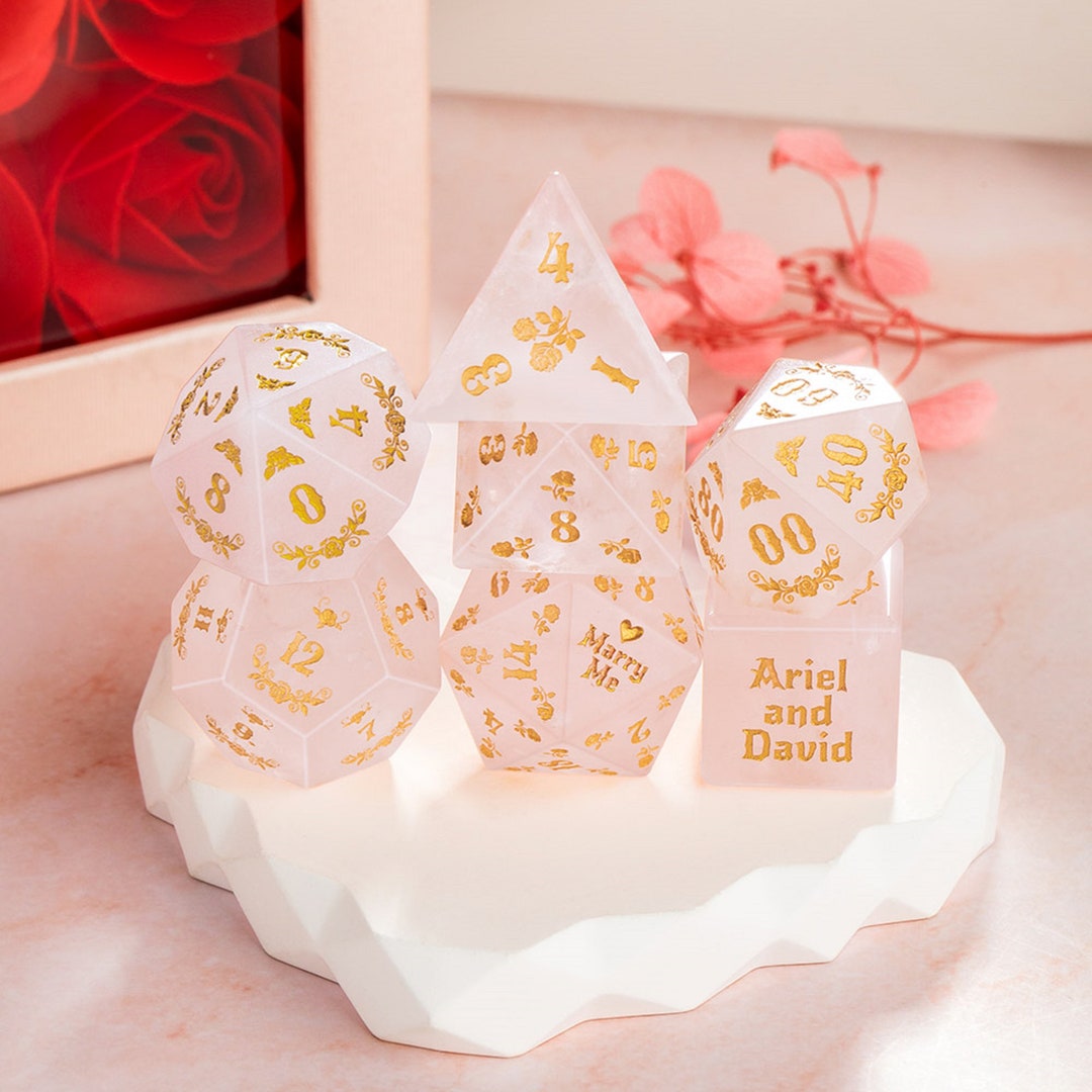 Custom Pink Crystal Romantic Rose Dice Personalized D20-dnd D and D ...