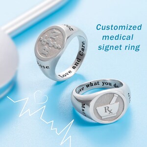 Custom Medical Symbol Signet Rings 925 Sterling Silver Profession ...