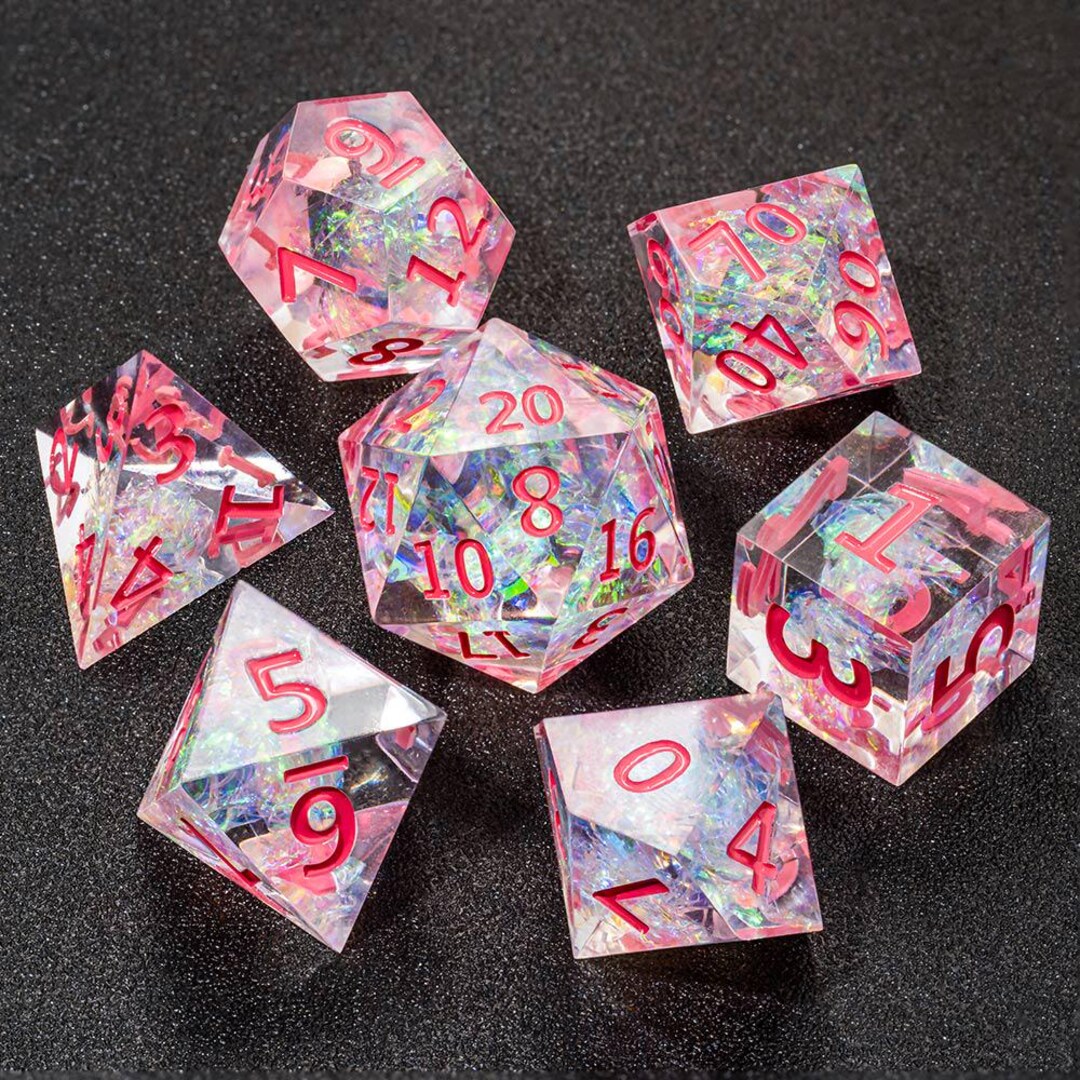 Transparent Glitter Pink Dice, Transparent Dice, Glitter Dice Set ...