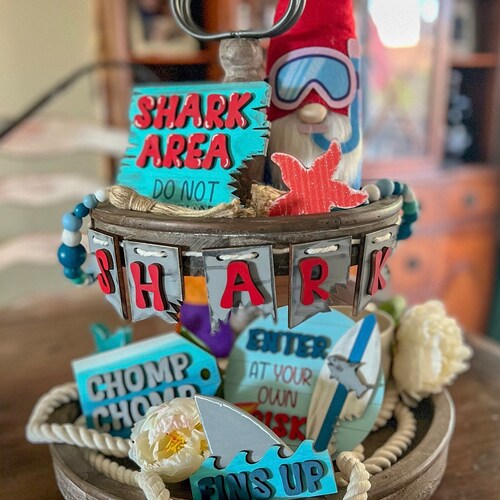 Shark Tiered Tray Signs // Shark Tiered Tray Decor - Etsy