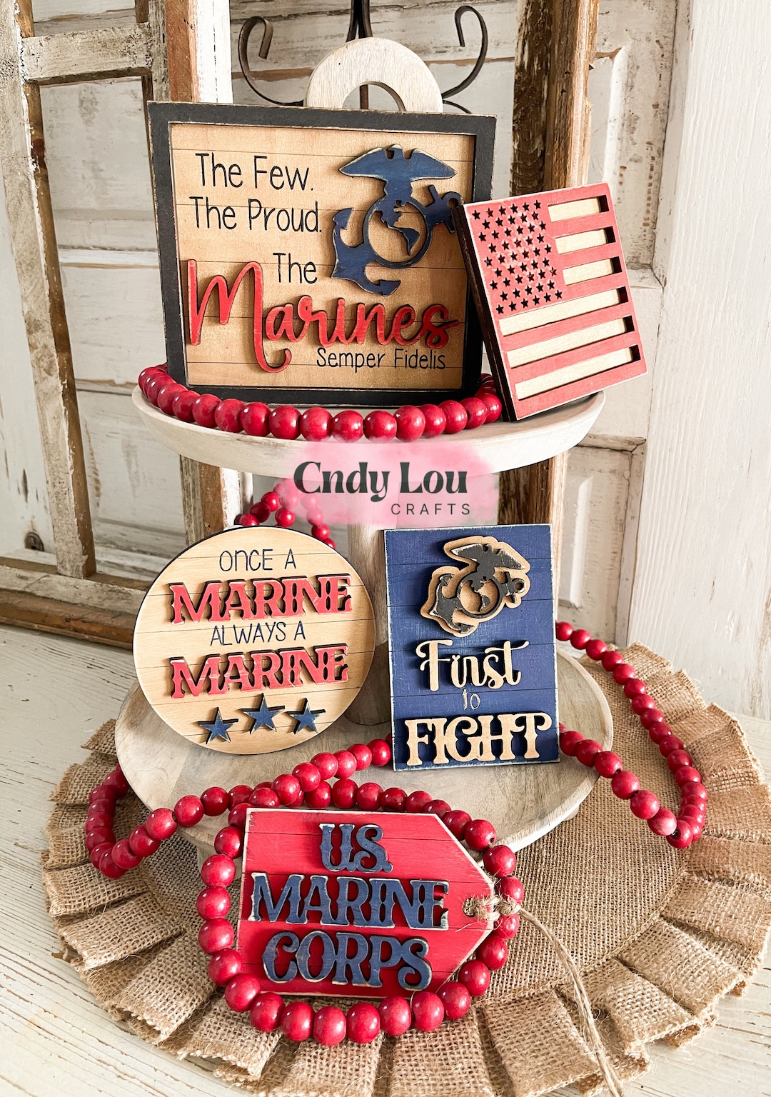 USMC Tier Tray, Tier Tray Decor USMC, Home Decor Blank and Painted - Etsy