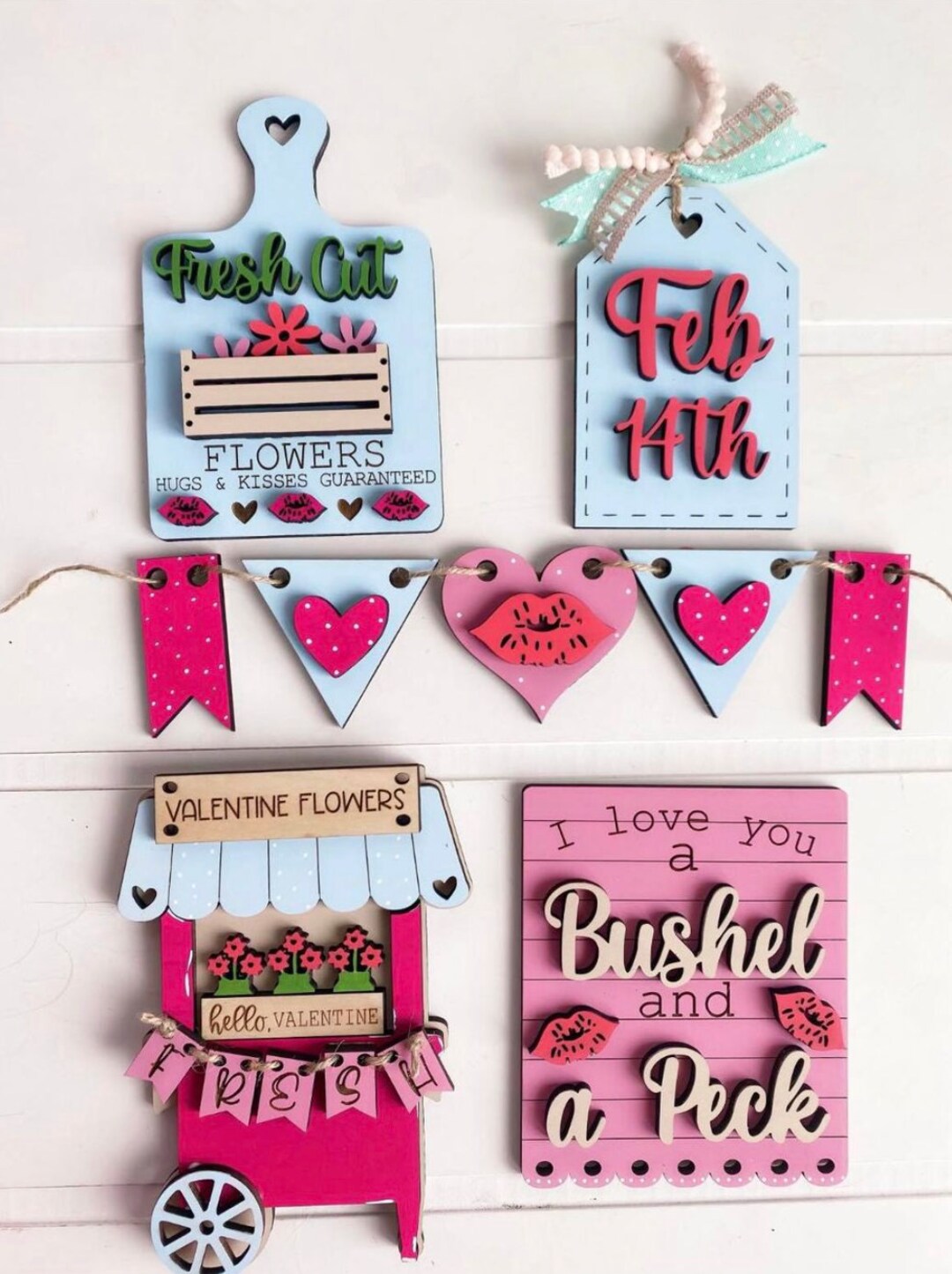 Fresh Cut Flowers Valentines Day Tiered Tray Decor, DIY Kit, Valentines ...