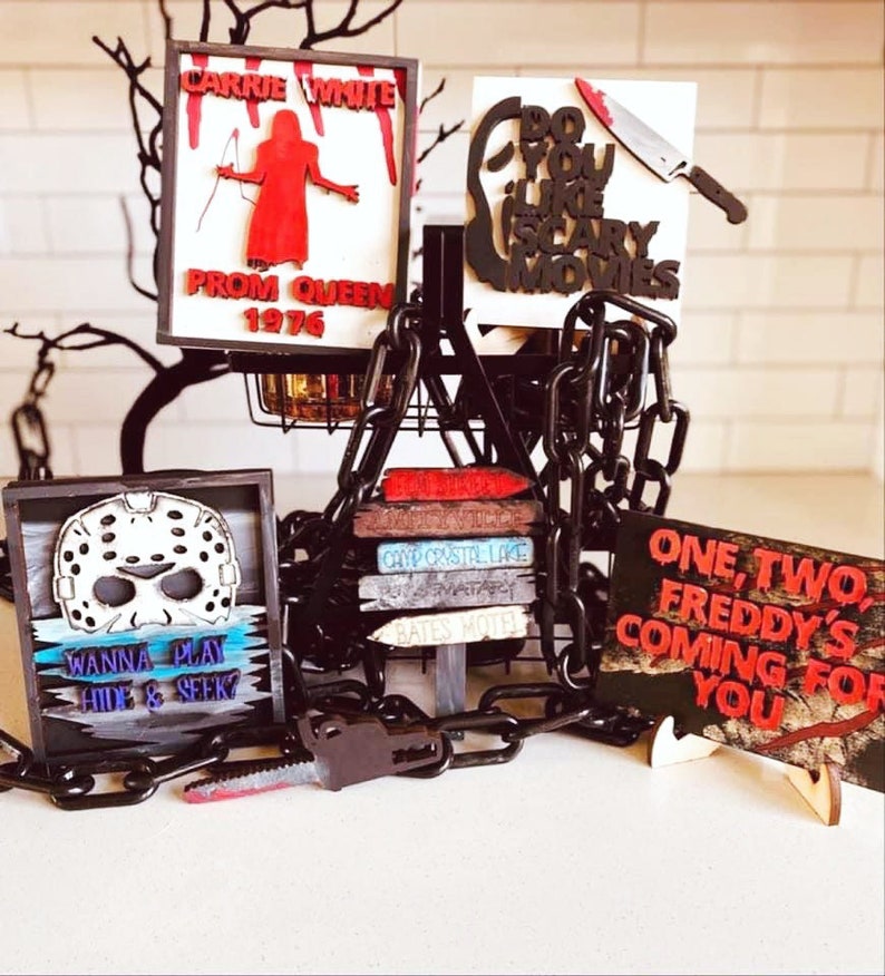 Horror Movie Tiered Tray Set Halloween Tiered Friday the - Etsy