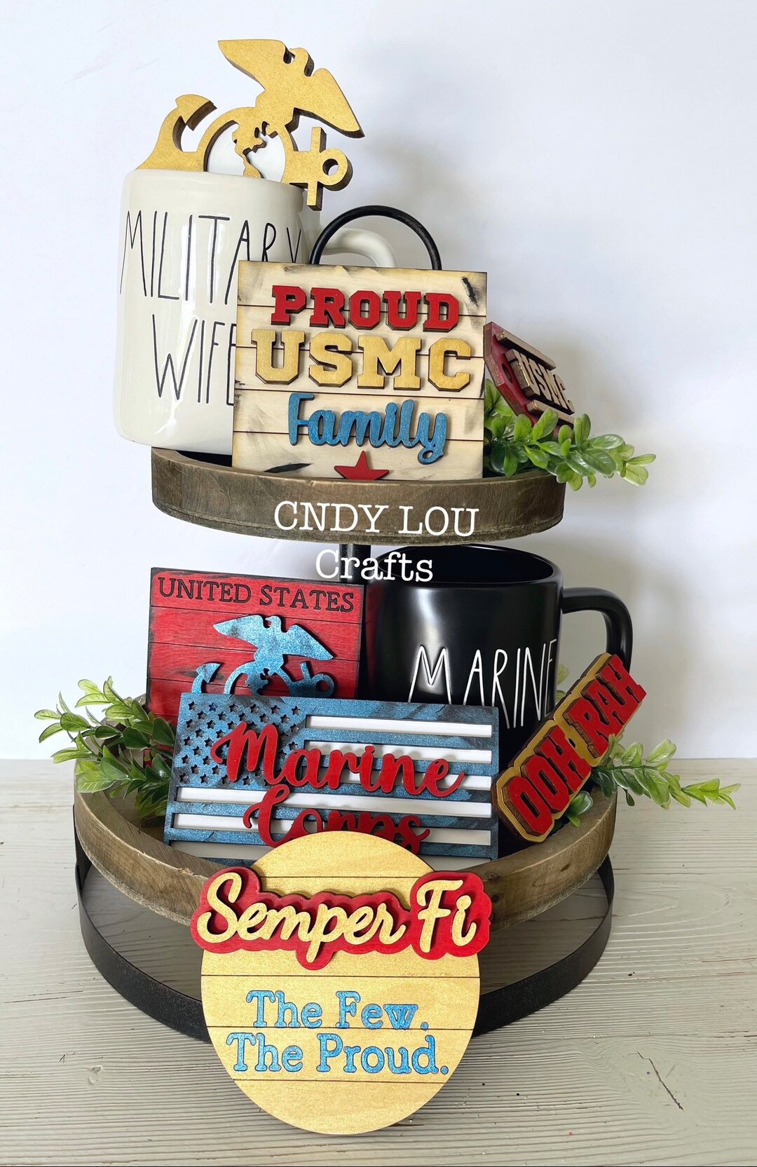 USMC Tier Tray Decor, Marines, USMC Decor, Marines Decor, Home Decor - Etsy