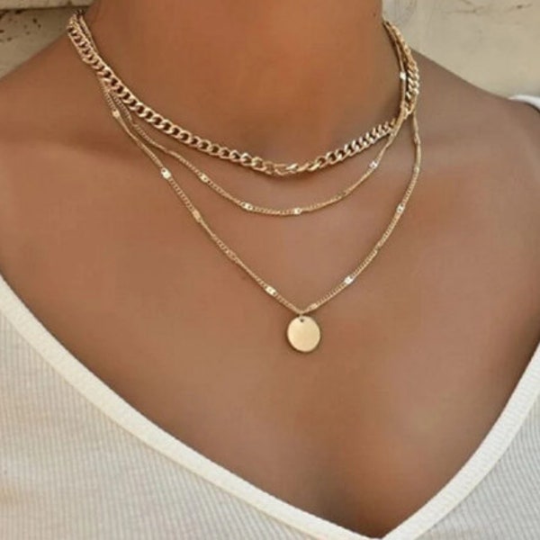 3 Layer Necklace - Etsy