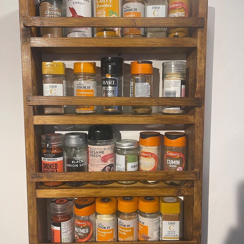 Wooden Spice Wall Rack - Etsy
