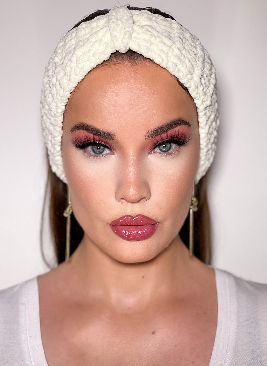 Velvet Ear Warmer Handmade Crochet Knit Twisted Headband in Ivory - Etsy