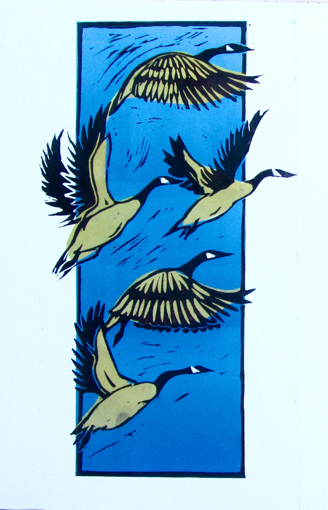 Flying Geese Linocut Original Limited Edition Print Picture - Etsy