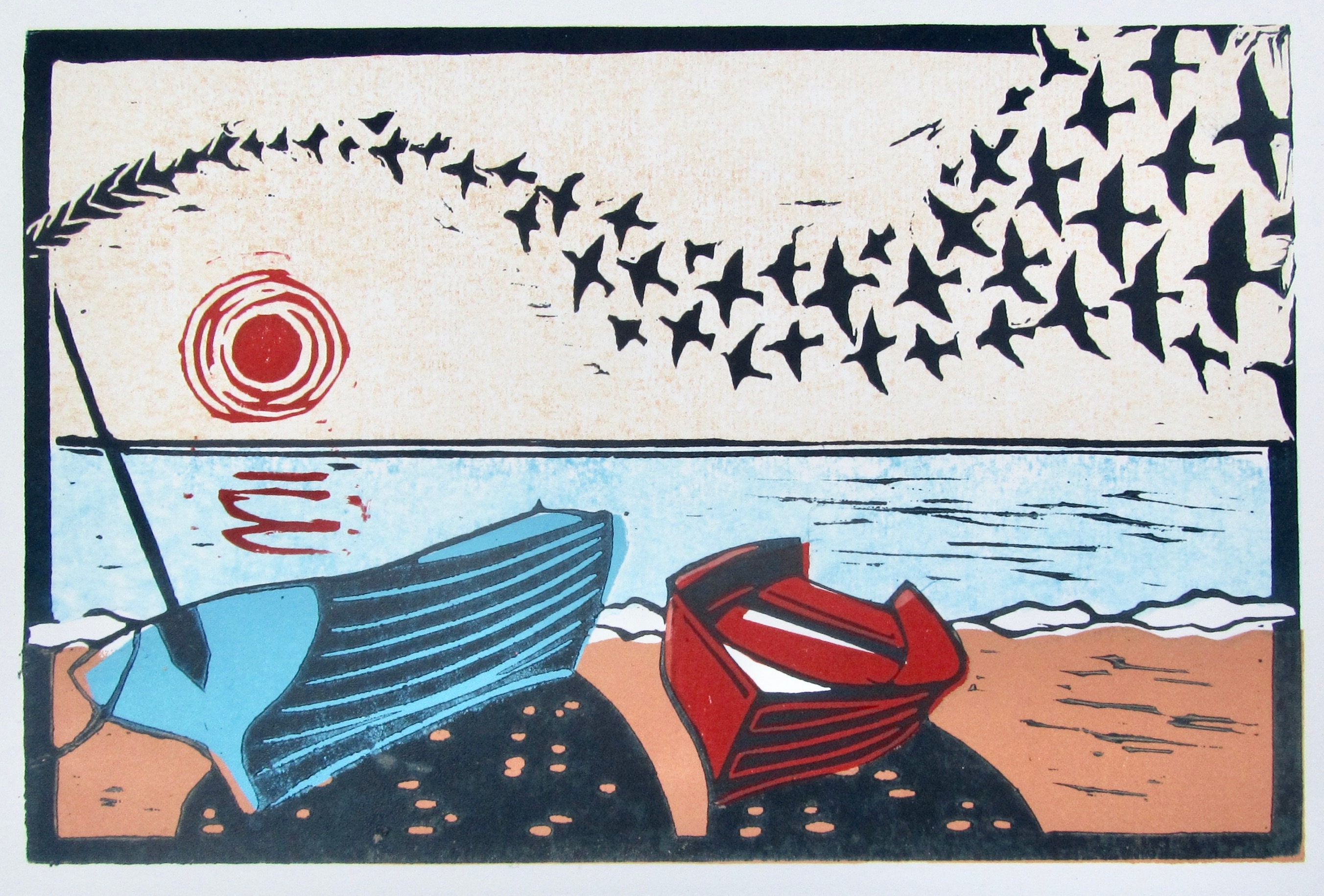 Murmuration of Starlings Linocut Original Limited Edition Print - Etsy