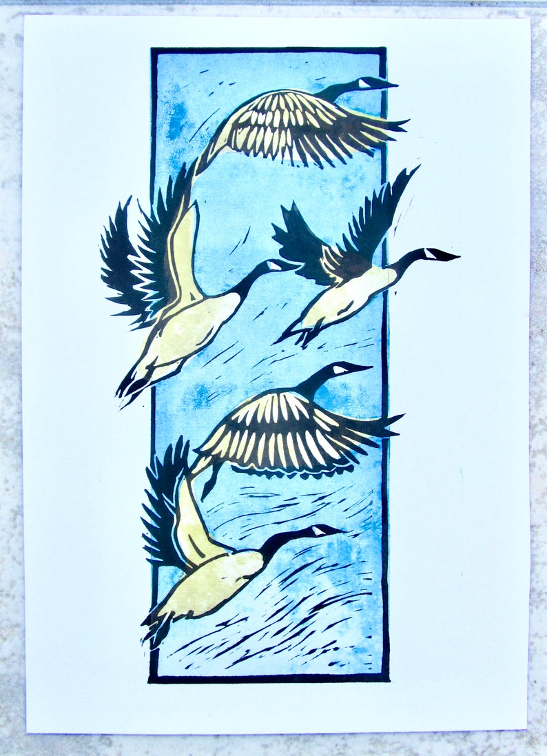 Flying Geese Linocut Original Limited Edition Print Picture - Etsy UK