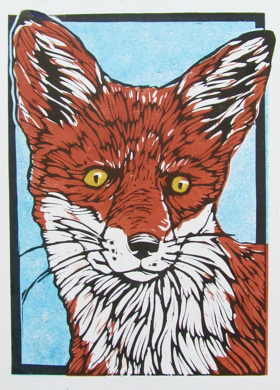 Fox Cub Linocut Original Limited Edition Print Picture - Etsy
