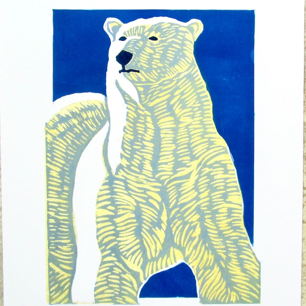 Linocut Bear - Etsy