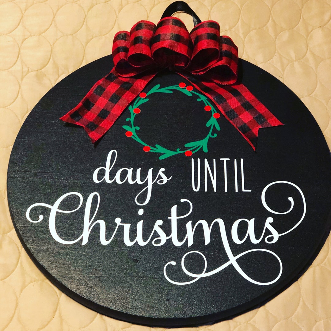 Count Down Sign/ Wood Sign/ Count Down to Christmas/plaid Bow Sign - Etsy