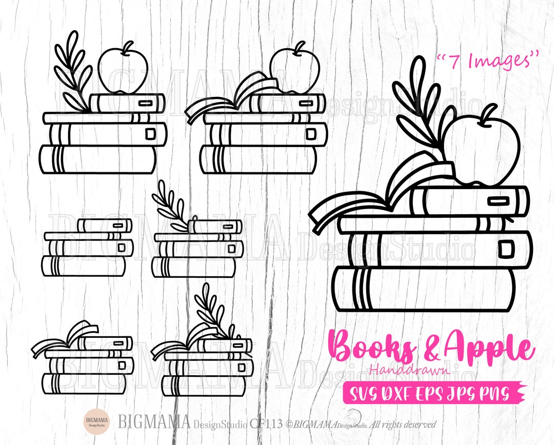Book Lover Svg,books Svg,outline,reading,svg Bundle,dxf,apple ...