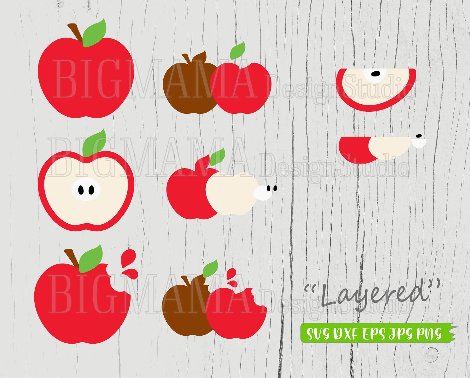 Apple Svg,fruits Dxf,summer,fruit Svg,apple Slice,cut File,layered ...