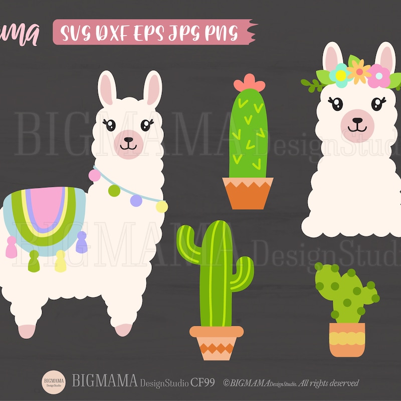 Cute Llama Clipart - Etsy