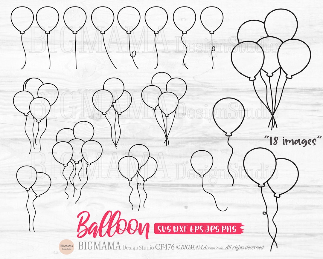 Balloon Outline Svg,balloon Cut File,party,birthday,balloon Line Art ...