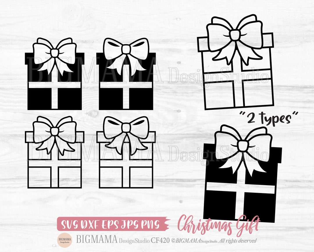 Christmas Gift Svg,christmas Present,outline,xmas,line Art,bow,birthday ...