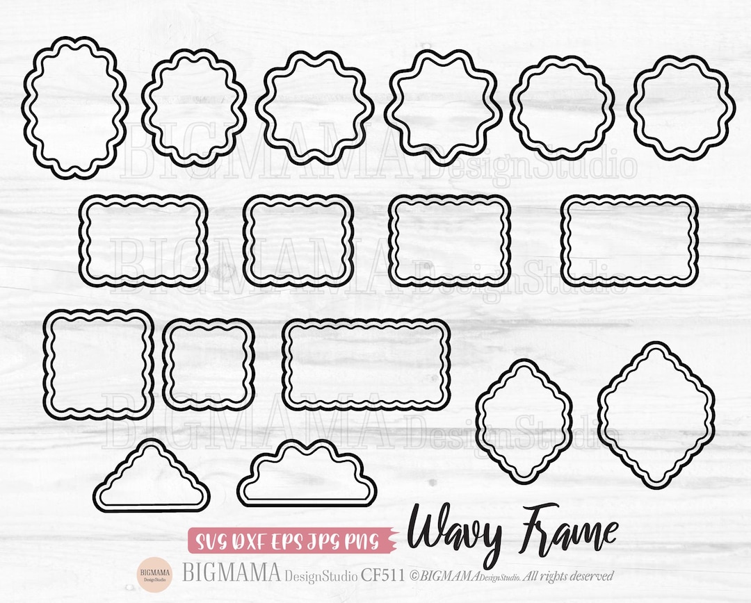 Wavy Frame Svg,wavy Border,wavy Banner,scalloped,line Art,outline,laser ...