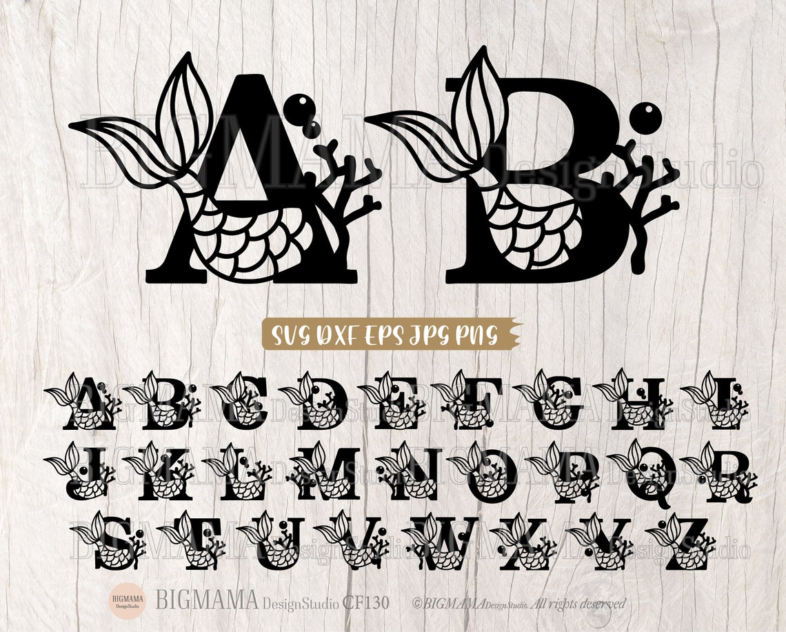 Mermaid Alphabet Svgmermaid Letters Svgalphabet - Etsy