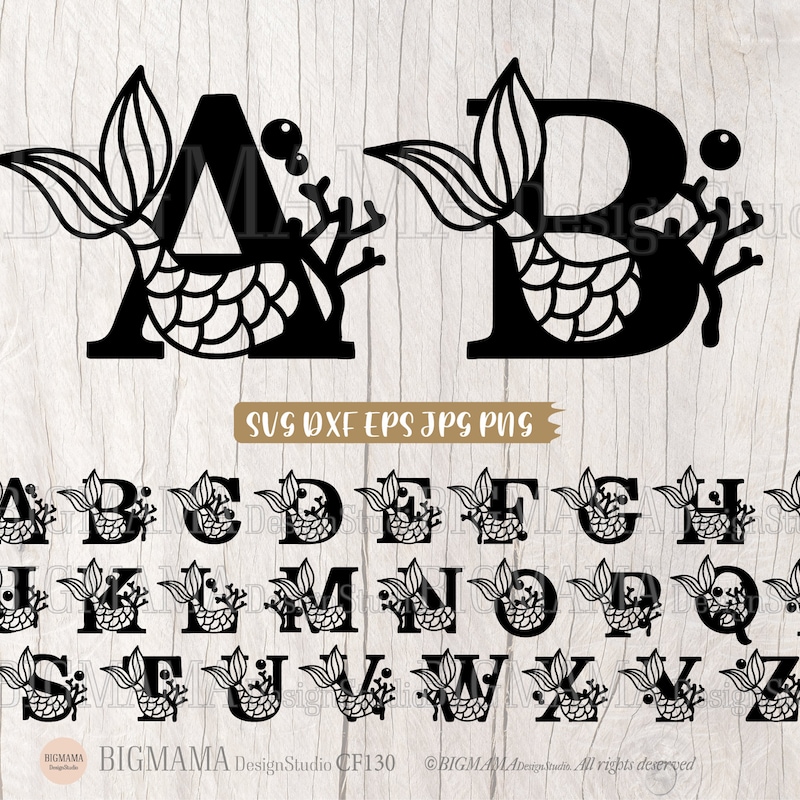 Mermaid Monogram Svg - Etsy