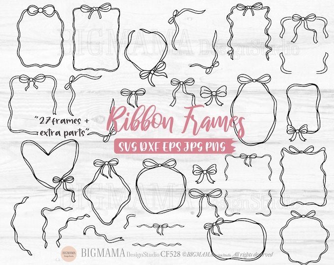 Wavy Ribbon Frame SVG Bundle,, Frame SVG, Frame Svg Png,hand Drawn ...