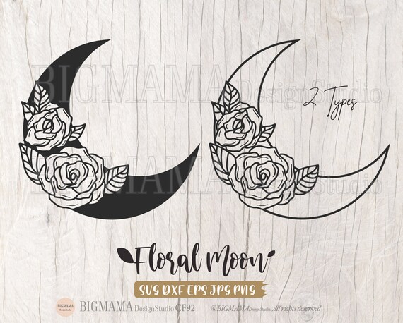 Floral Moon Svgwild | Etsy